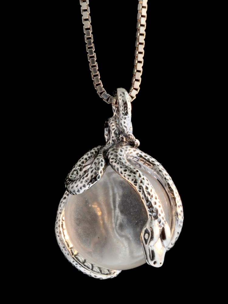 Python Snake Orb Pendant - Silver - Marty Magic Store