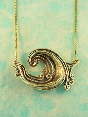 Gold Rip Curl Wave Pendant - 14k Gold - Marty Magic Store