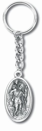 St. Christopher Silver Oxidized Key Chain - St. Jude Shop, Inc.