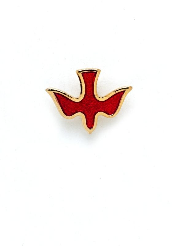 Red Enamel Holy Spirit Dove Lapel Pin - St. Jude Shop, Inc.