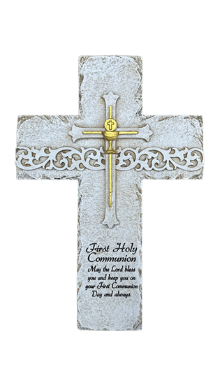 First Communion Wall Cross with Stone Finish - St. Jude Shop, Inc.
