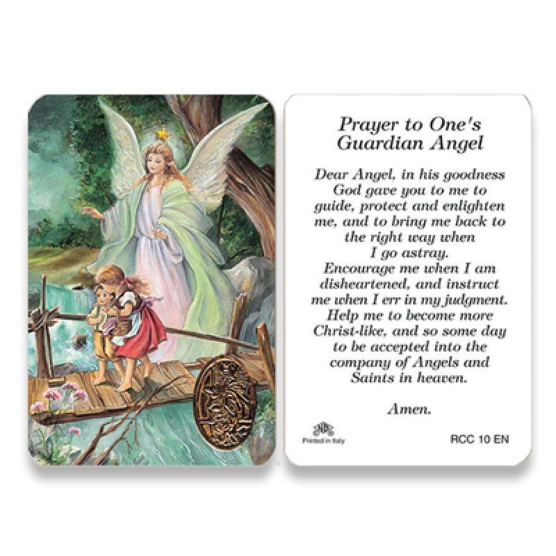 Guardian Angel Holy Card With Embossed Medal St Jude Shop Inc
