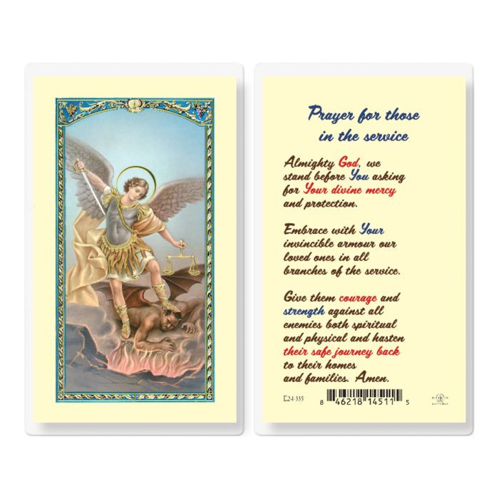 St. Michael - Prayer for Those in the Service Laminated Holy Card - St ...