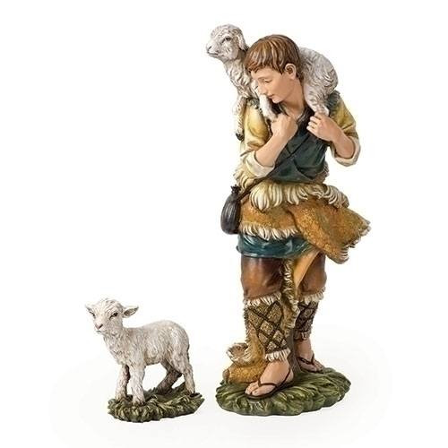 Colored Shepherd with Sheep Figurine Set - Fit for 27" Nativity Set ...