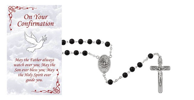 Black Glass Confirmation Rosary - St. Jude Shop, Inc.