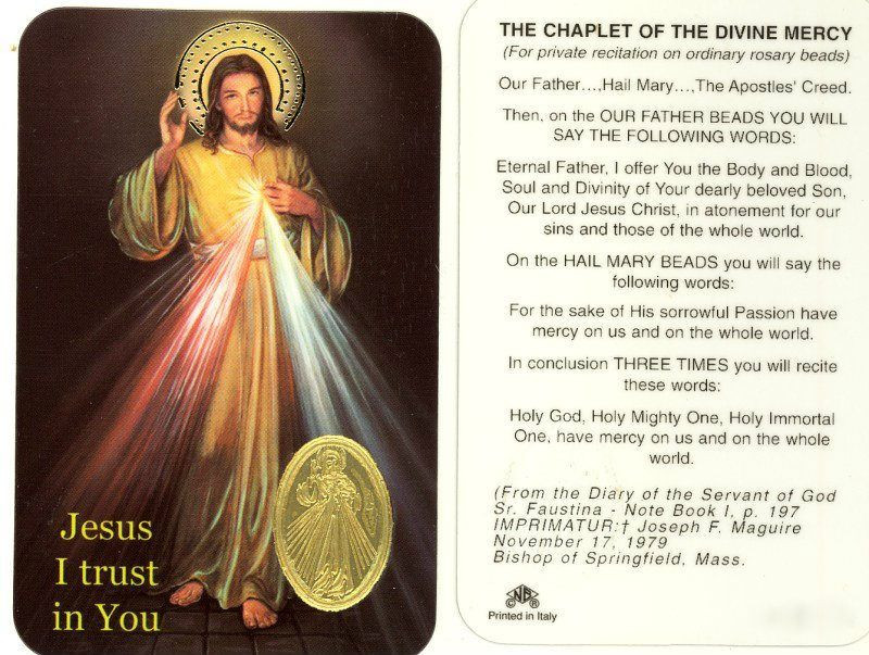 Divine Mercy Prayer Card with Embossed Medal - St. Jude Shop, Inc.