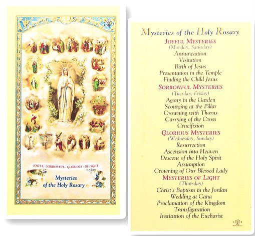 Mysteries of the Rosary Laminated Holy Card - St. Jude Shop, Inc.