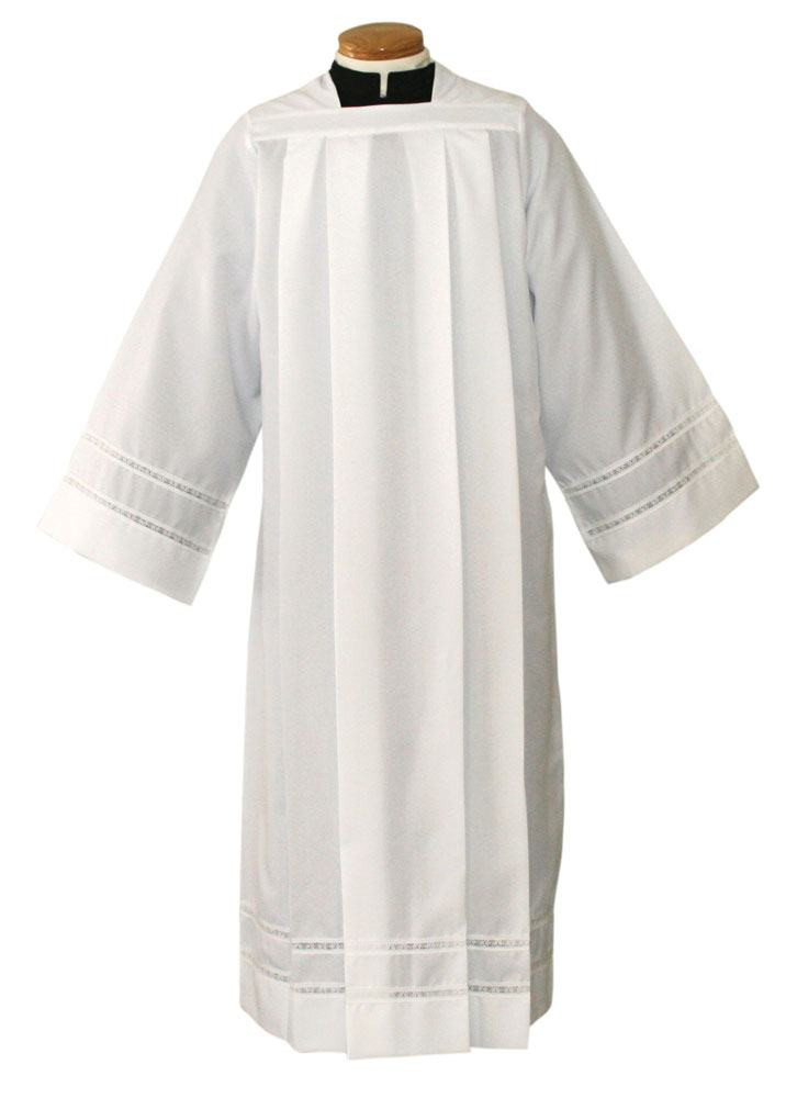 Elegant Poplin Alb with Lace Bands - Style 4272