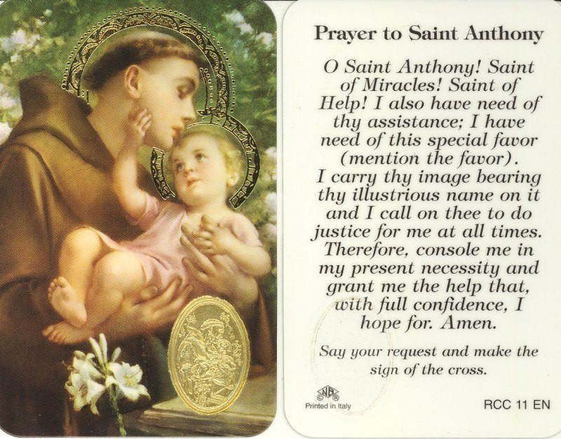 St. Anthony, Prayer Card with Embossed Medal - St. Jude Shop, Inc.