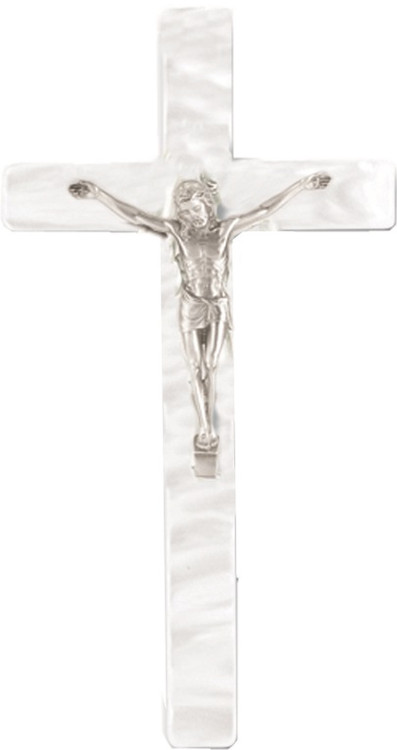 Pearlized White Wall Crucifix - St. Jude Shop, Inc.