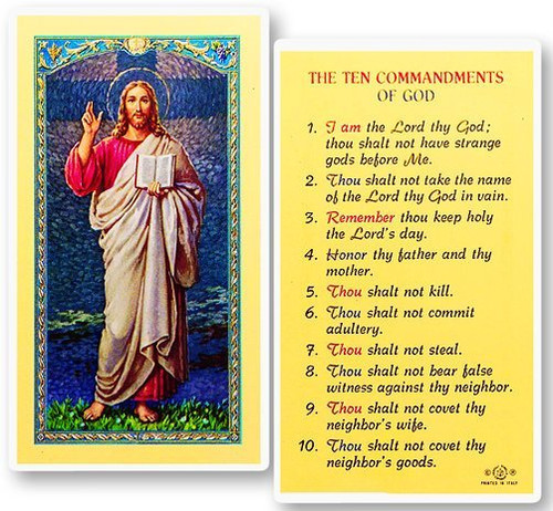Ten Commandments of God Laminated Holy Card - St. Jude Shop, Inc.