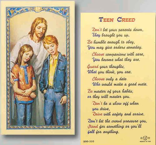 Teen Creed, Laminated Holy Card - St. Jude Shop, Inc.
