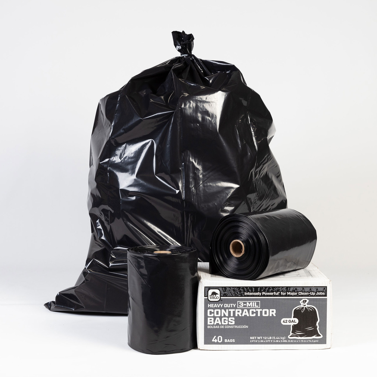 Stego Contractor Bags – 3-Mil, 42-Gallon Heavy-Duty Trash Bags | 40/Box