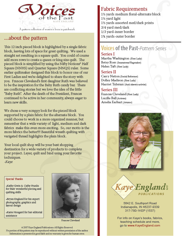 Voices of the Past - Frances Cleveland - Kaye England Publications