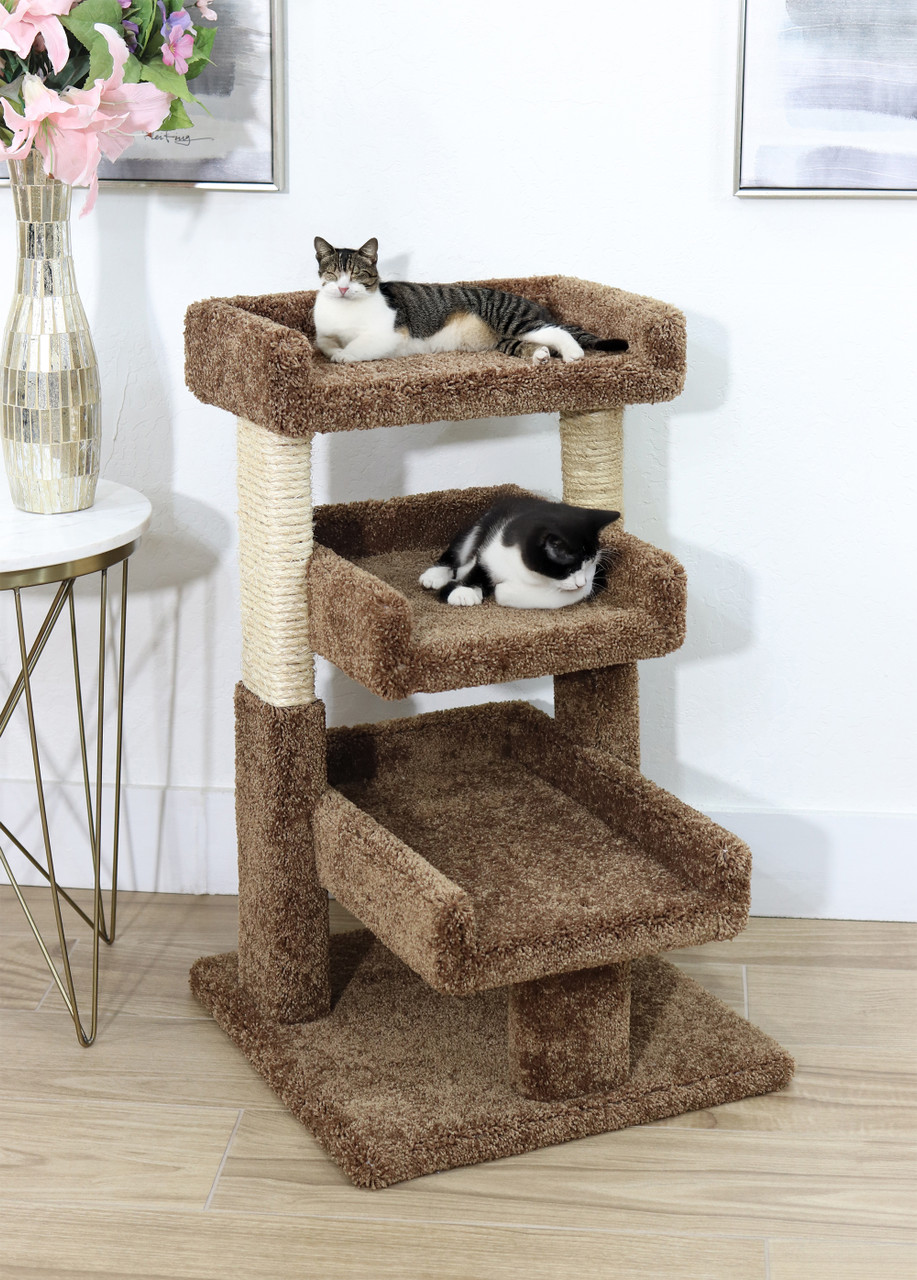 Premier Triple Cat Perch — 3-Level Solid Wood Window Perch with Sisal Posts