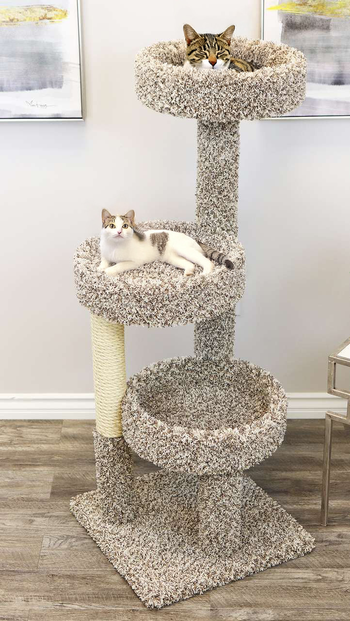 Carpeted Solid Wood Cat Tree Tower (Neutral Color) — Durable ...