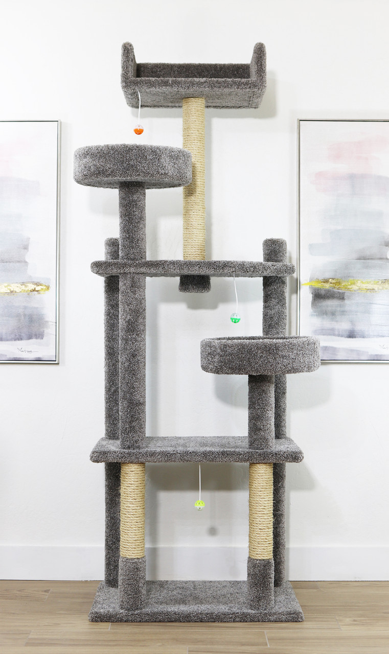 Deluxe 84″ Extra-Tall Cat Tree for Large Cats – Heavy Duty Solid Wood ...