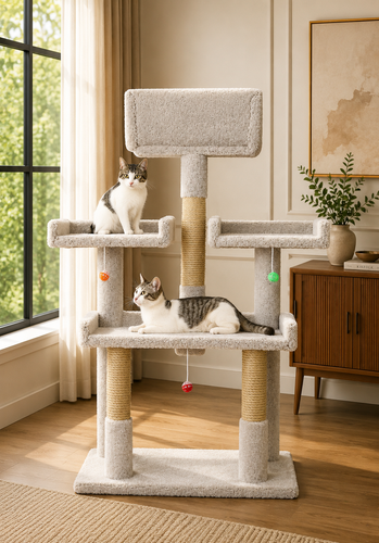 Large Cat Tree for Big Cats | 56” Spacious Multi-Level Cat Tower