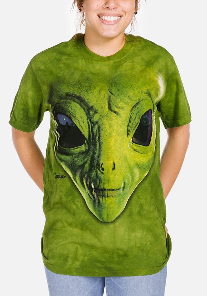 Green Alien Face Classic Cotton T-Shirt Tee