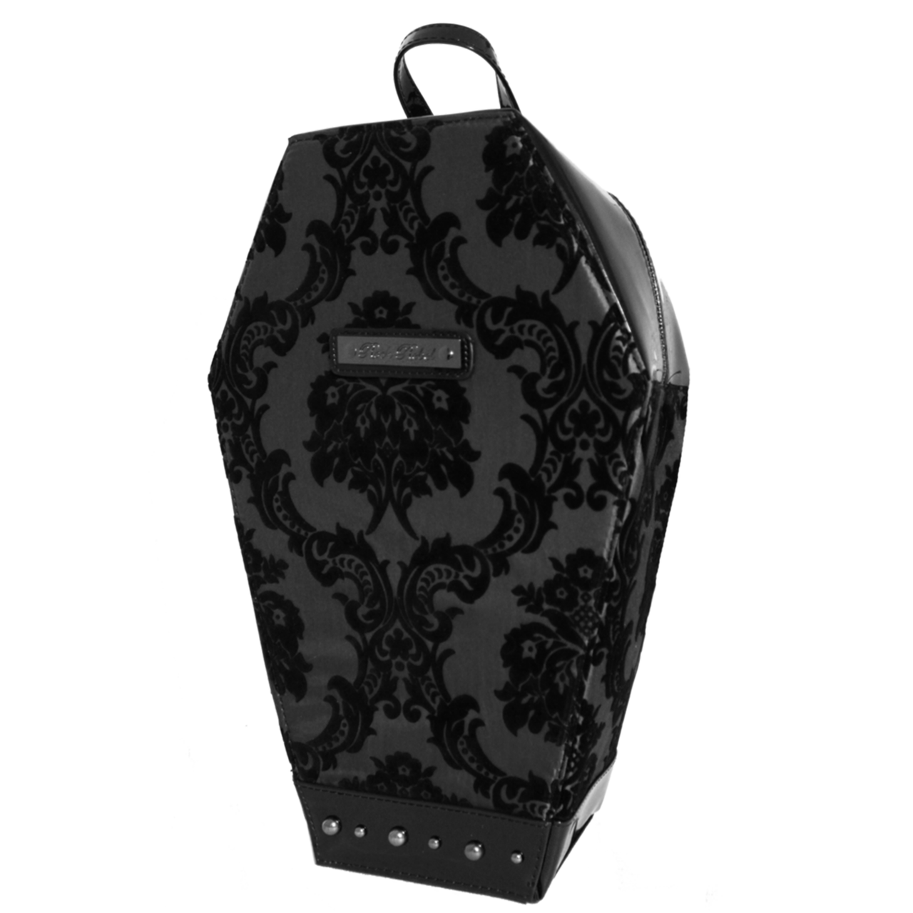 Rock Rebel Damask Velvet Coffin Backpack Black Matte Horror Halloween ...