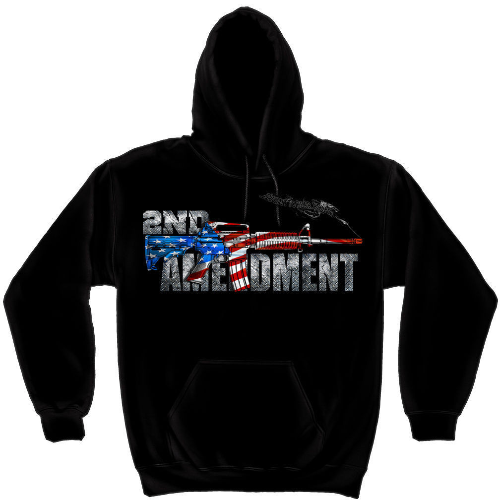 2nd Amendment AR15 Guns Rifle NRA America USA Flag Stripes Hooded ...