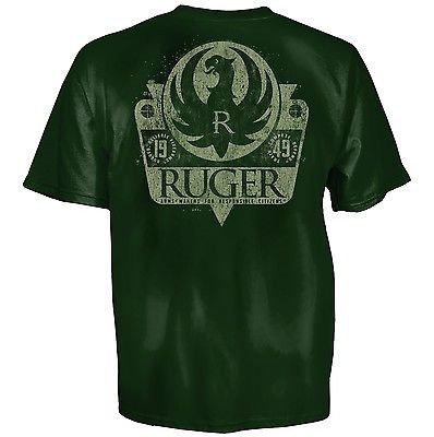 RUGER FIREARMS SHIELD FOREST EAGLE FLAG GUN MILITARY MENS T TEE SHIRT S ...