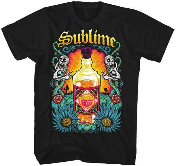 Sublime Sun Tequila Bottle Skulls Ska Punk Reggae Music Band T Shirt ...