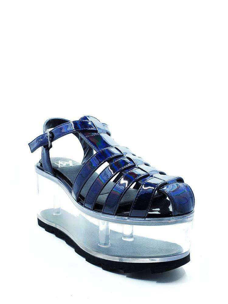 YRU Qloud Chariot Black Punk Goth Clear Compartment Jelly Sandals ...