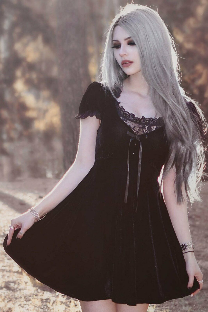 Killstar Heather Gothic Punk Witchy Alternative Velvet Babydoll Dress ...