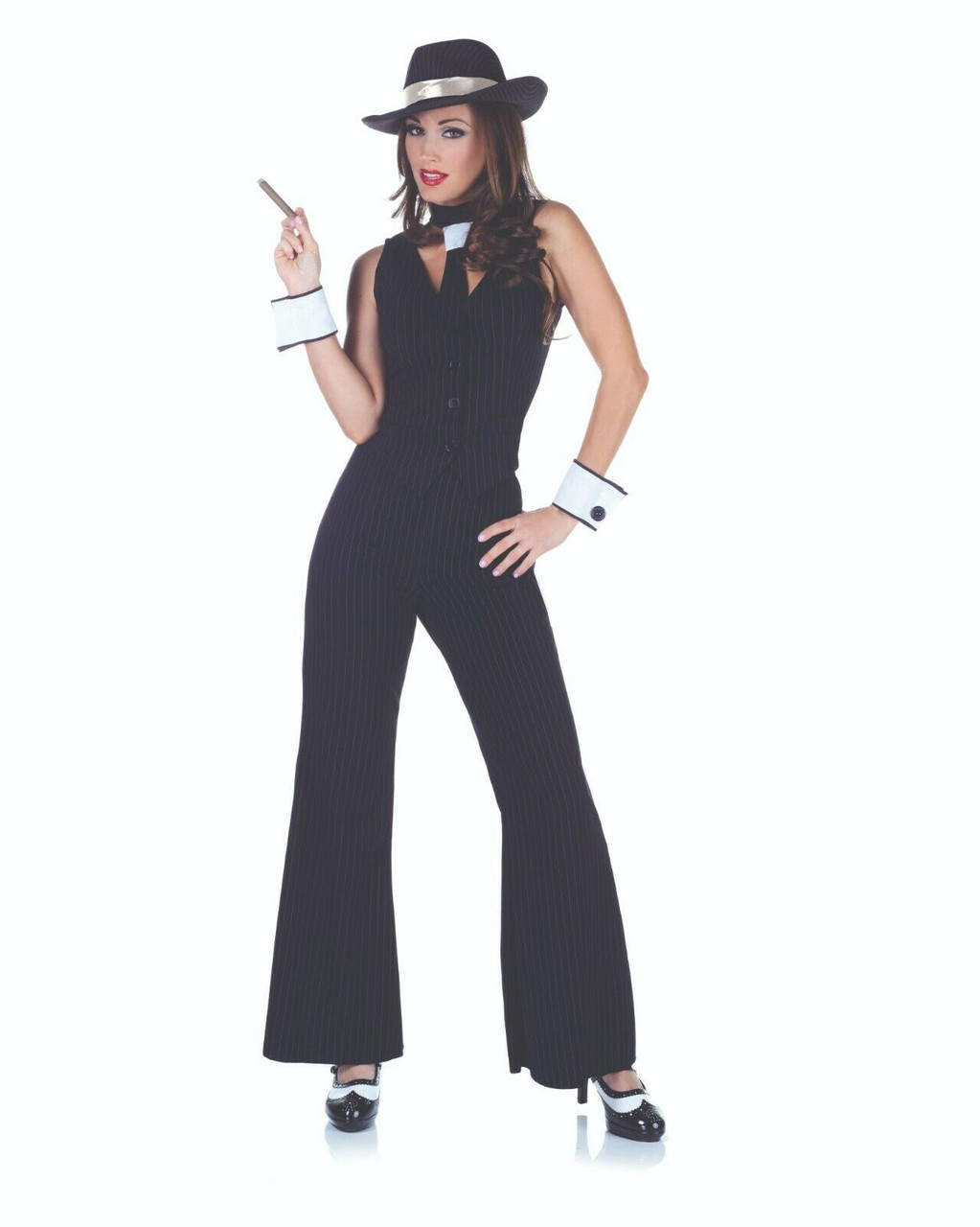 Underwraps Bugsy Mobster Mafia Gangster Adult Womens Halloween Costume ...