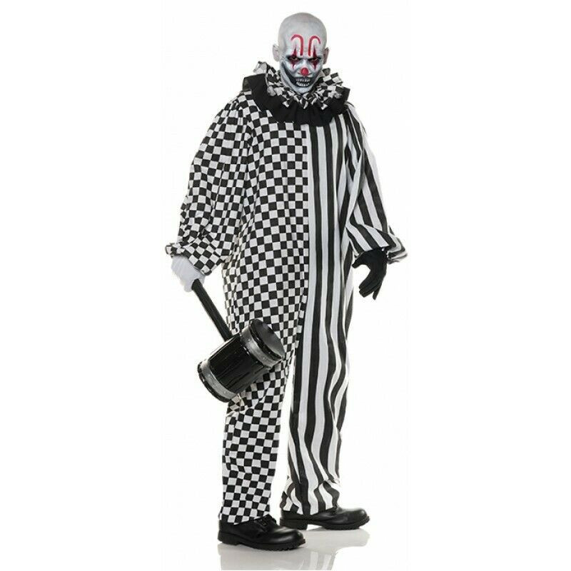 Underwraps Chaos Clown Checkered Striped Adult Mens Halloween Costume ...