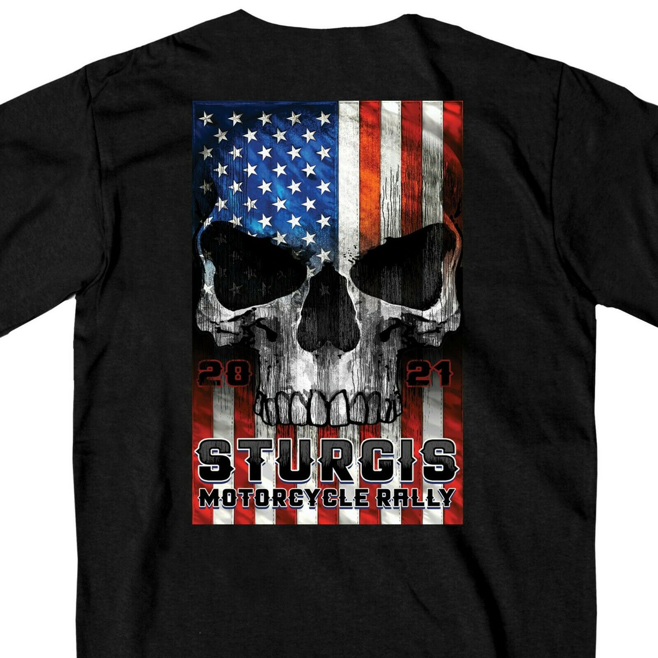 Sturgis Black Hills Rally 2021 Patriot Skull Motorcycle Biker T Shirt ...