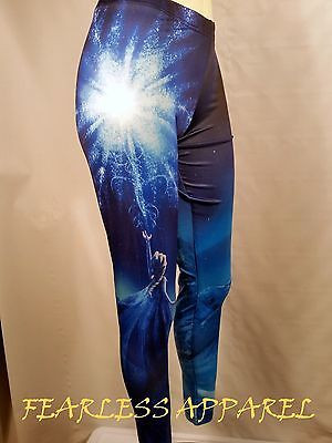 FROZEN LET IT GO MOVIE SCENE ELSA MAGIC WINTER TIGHTS JUNIORS LEGGINGS ...