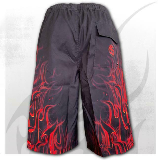 Spiral Direct Skull Blast Flames Fire Devil Gothic Swim Trunks Shorts ...