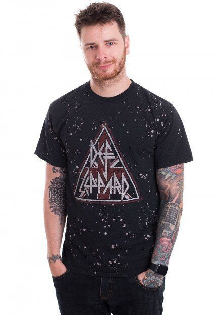 Def Leppard Bleached Pyramid Logo Mens Classic Rock Band Graphic Music ...