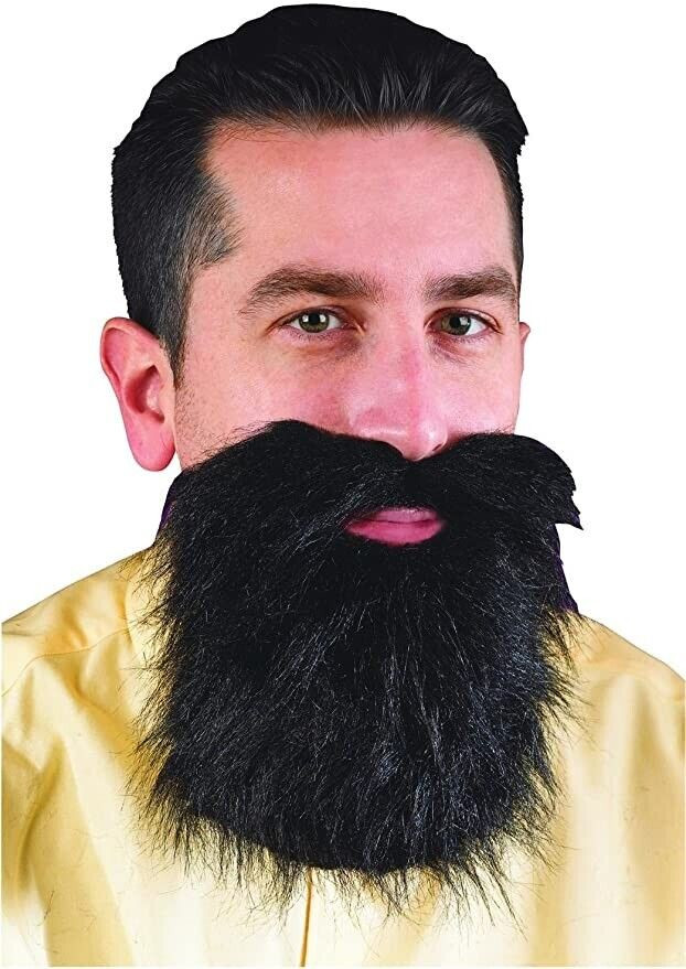 Fun World Black Mustache Beard Mens Facial Hair Halloween Costume ...