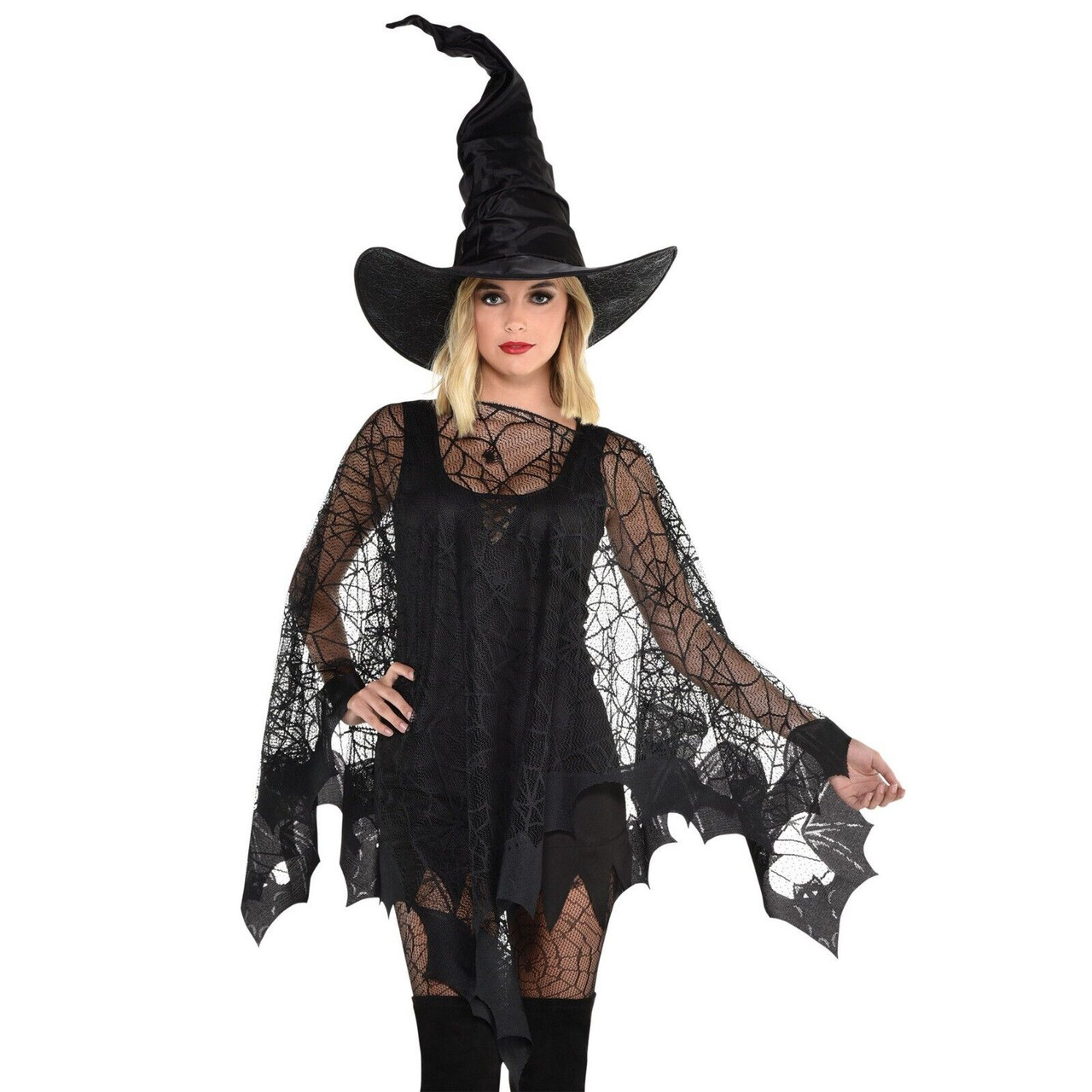 Amscan Witch Spider Web Womens Mesh Poncho Adult Halloween Costume ...