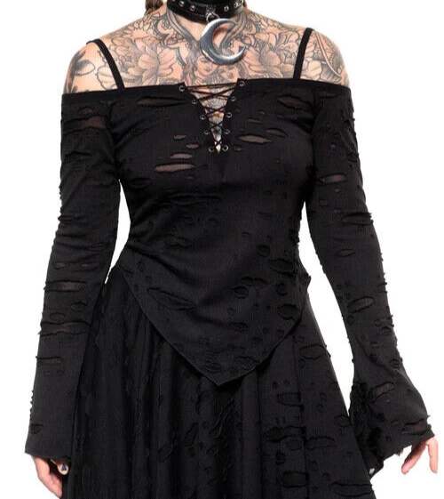 Killstar Dust Devil Woman's Top Black Gothic Distressed Alternative ...