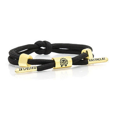 Rastaclat Jet Black Gold Knotaclat Shoelace Wristband Bracelet Jewelry ...