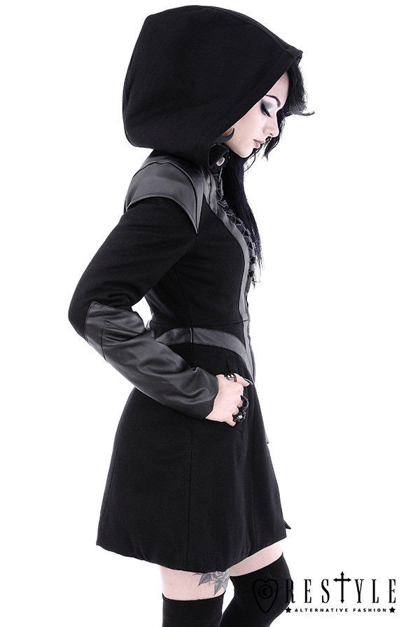 Restyle Future Goth Gothic Black Emo Punk Rocker Adult Womens Coat ...