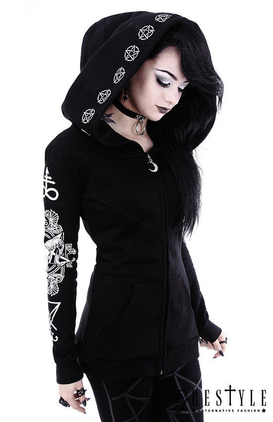 Restyle Ritual Emo Punk Ram Pentagrams Gothic Oversized Hood Adult ...