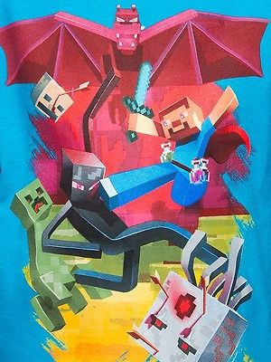 Authentic Minecraft Samcube Battle Youth Tee Steve Creeper Dragon Shirt ...