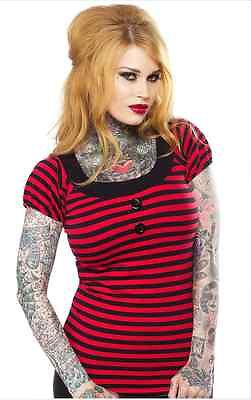 Sourpuss Gingham Cherry Rocker Print Nautical Top Punk Goth Tattoo ...