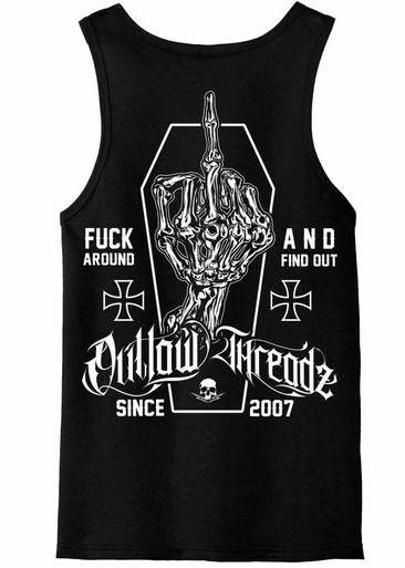 Outlaw Threadz Coffin Skeleton Hand F**k Around Motorcycle Tank Top ...