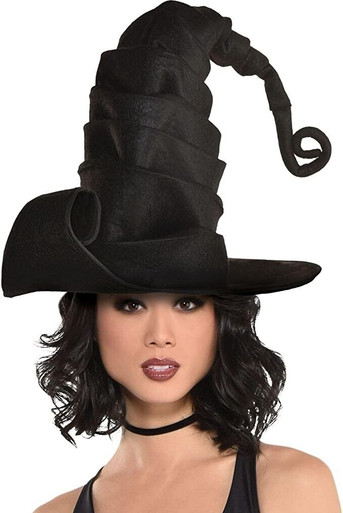 Asmcan Crinkle Tall Curved Crooked Witch Hat Womens Halloween Costume ...