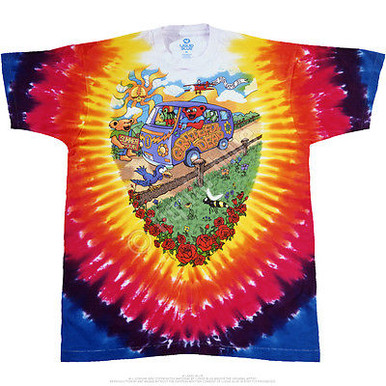 GRATEFUL DEAD SUMMER TOUR BUS TIE-DYE GUITAR ROCK BAND MUSIC MENS T ...