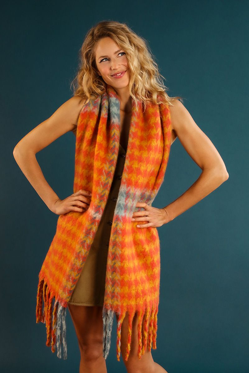 Ishbel Cosy Scarf - Tangerine/Denim by Powder Designs | The Home ...