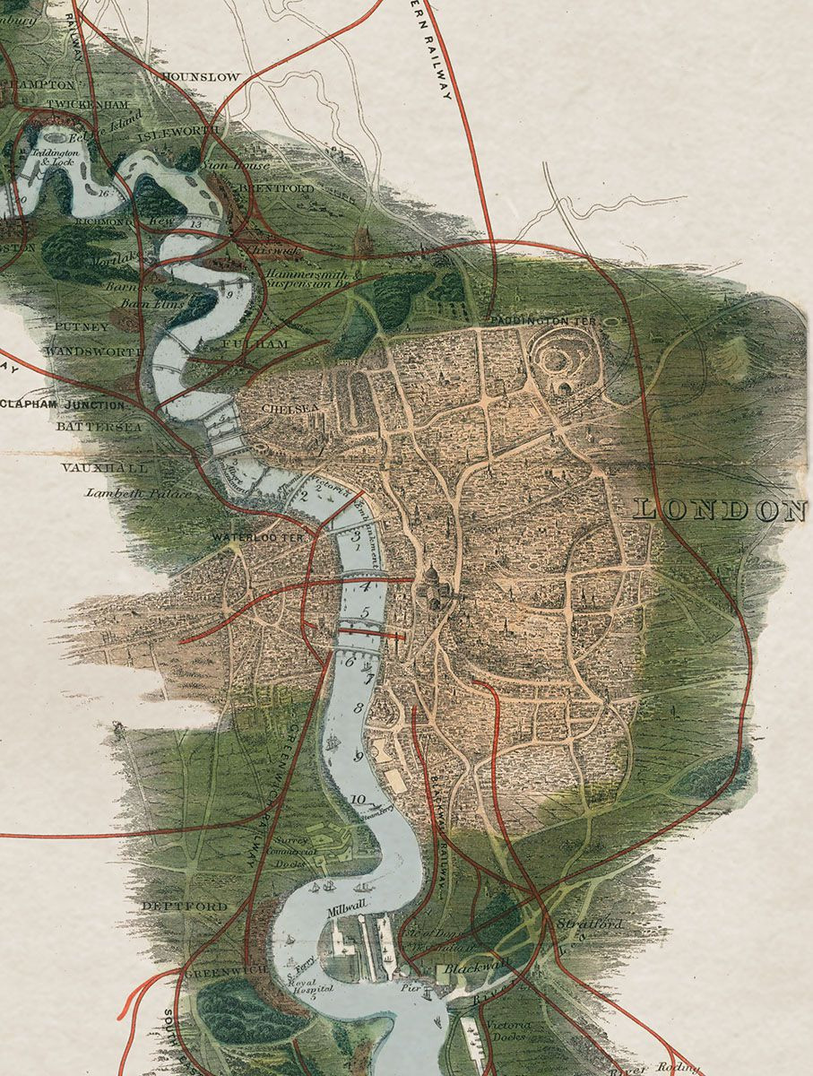 Panoramic Map of the Thames | The Home Library, Wilmslow & Weybridge