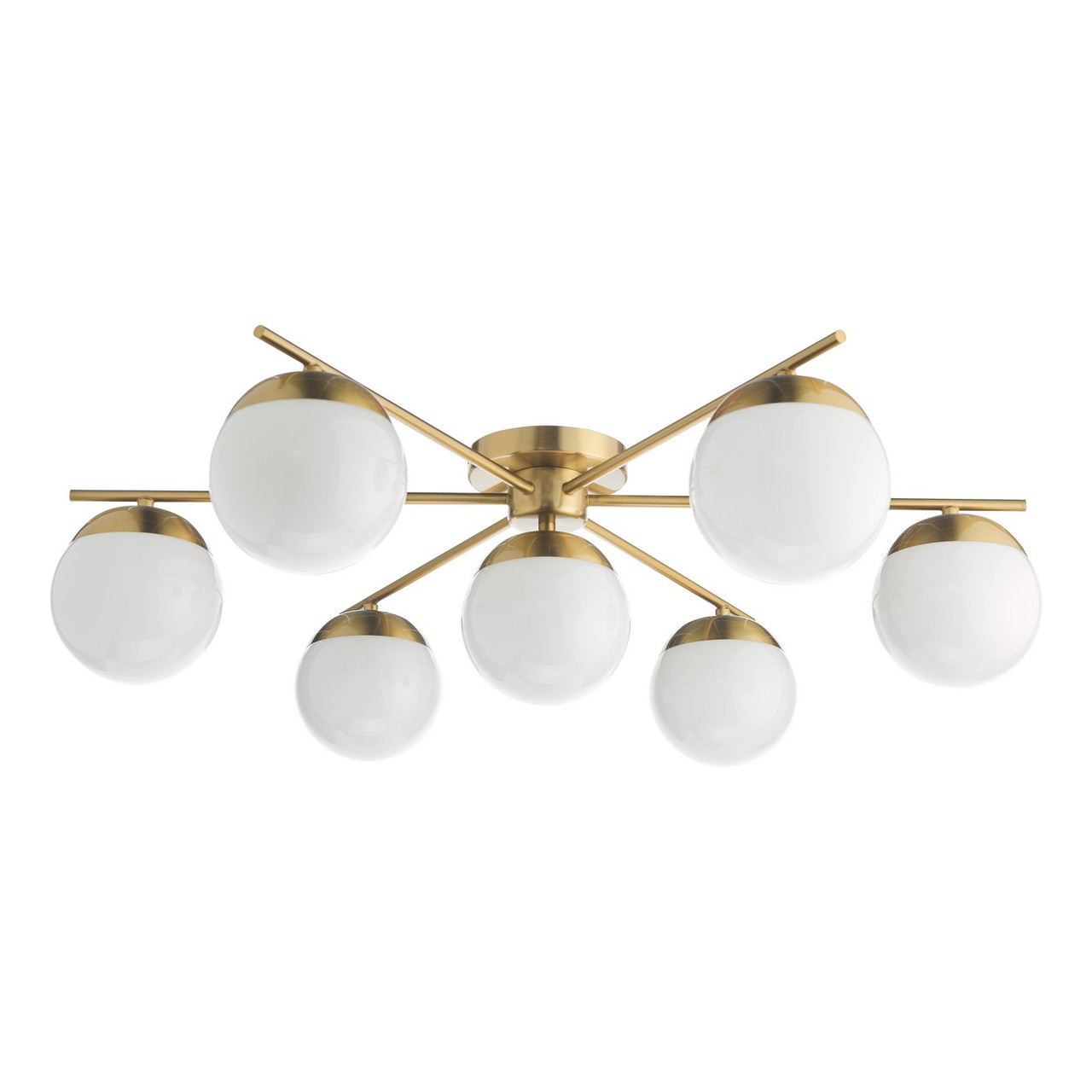 Bombazine 7 Light Semi-Flush Natural Brass and Opal Glass | The Home ...