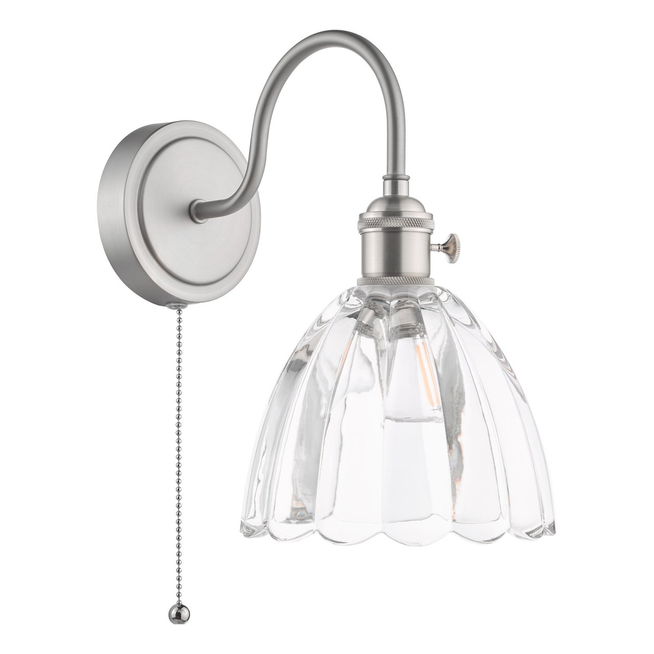 Hadano Wall Light Antique Chrome and Scalloped Bell Glass | The Home ...